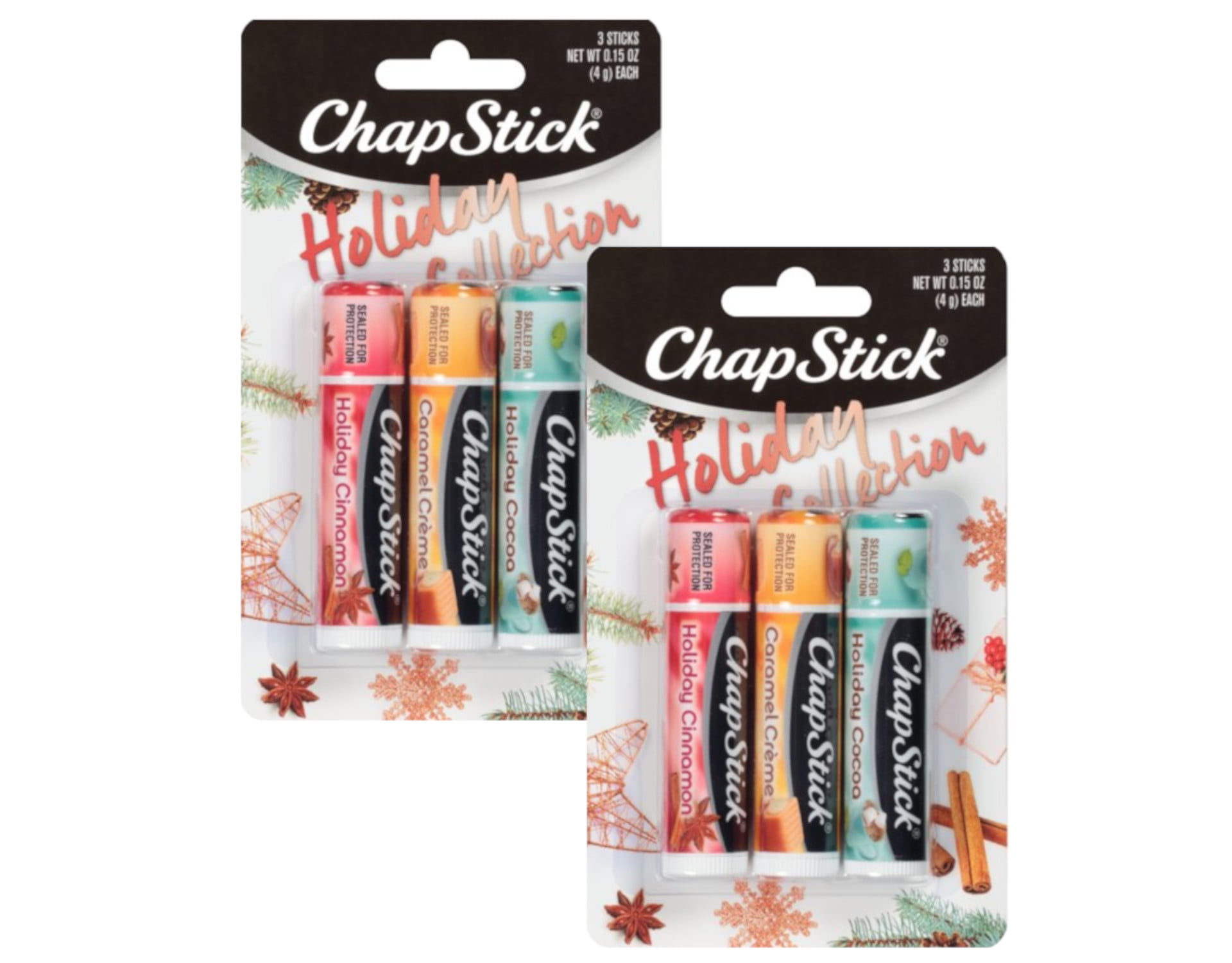 Chapstick Holiday Collection 0.45 Ounce Holiday Cinnamon, Caramel CrÃ¨me & Holiday Cocoa Flavors ...