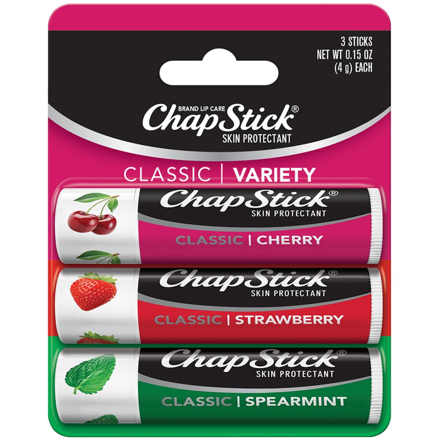Chapstick Lip Care Set, Classic Collection 3-Pack – Spearmint, Cherry ...