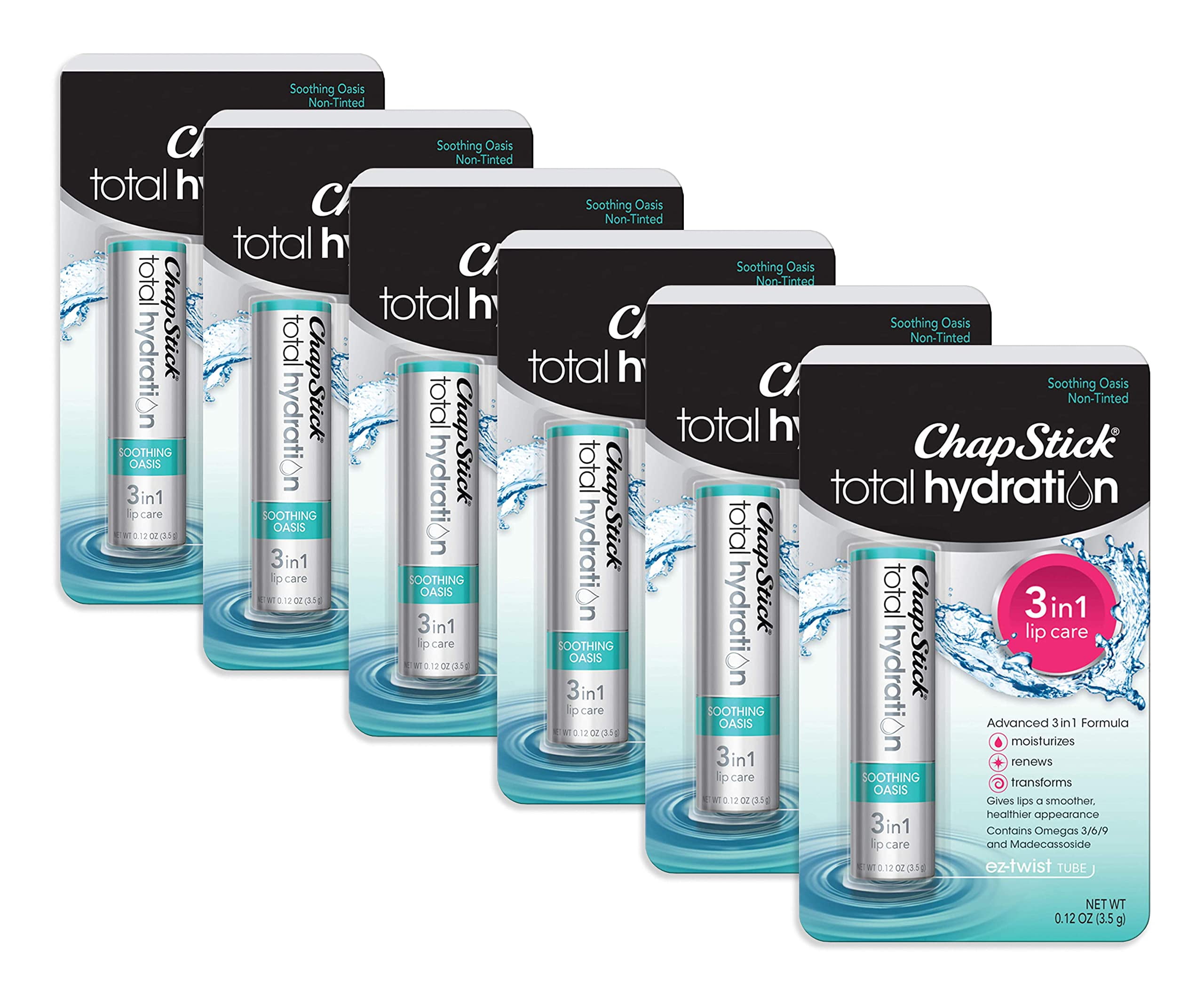 Chapstick Total Hydration 3-In-1 Lip Care Soothing Oasis 0.12 Oz (Pack ...