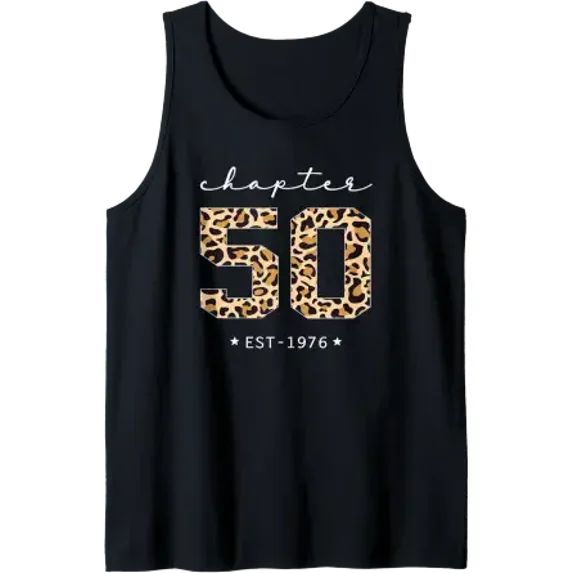 Chapter 50 Est 1976 Leopard Print 50Th Birthday 50 Years Old Tank Top ...