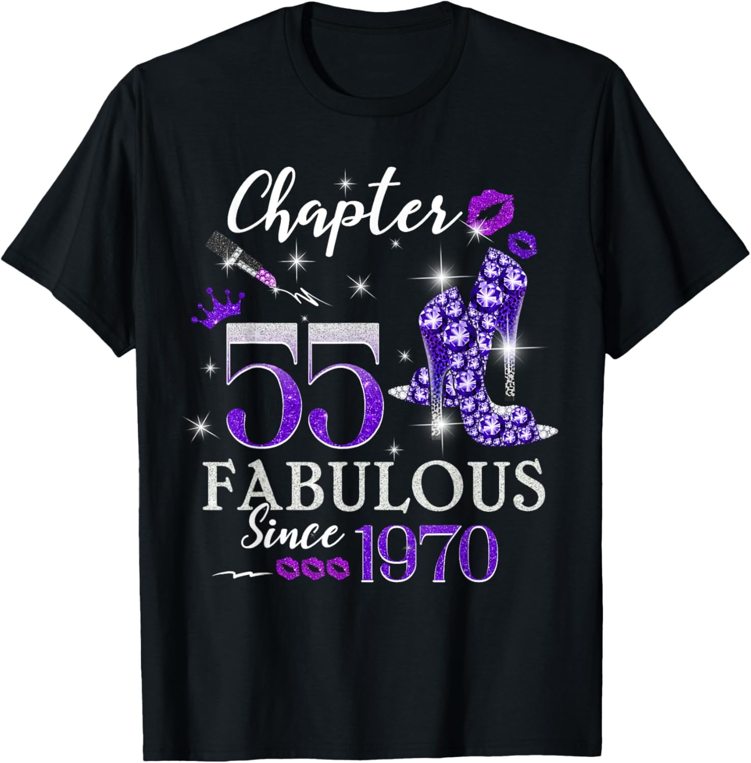 Chapter 55 Fabulous Since 1970 55th Birthday Queen Diamond T-Shirt - Walmart.com