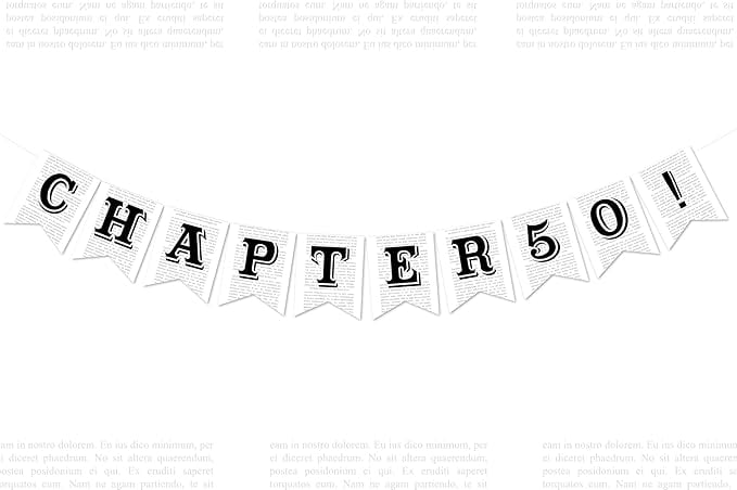 Chapter Birthday Banner Decoration Book Lover 50th Birthday Decorations ...