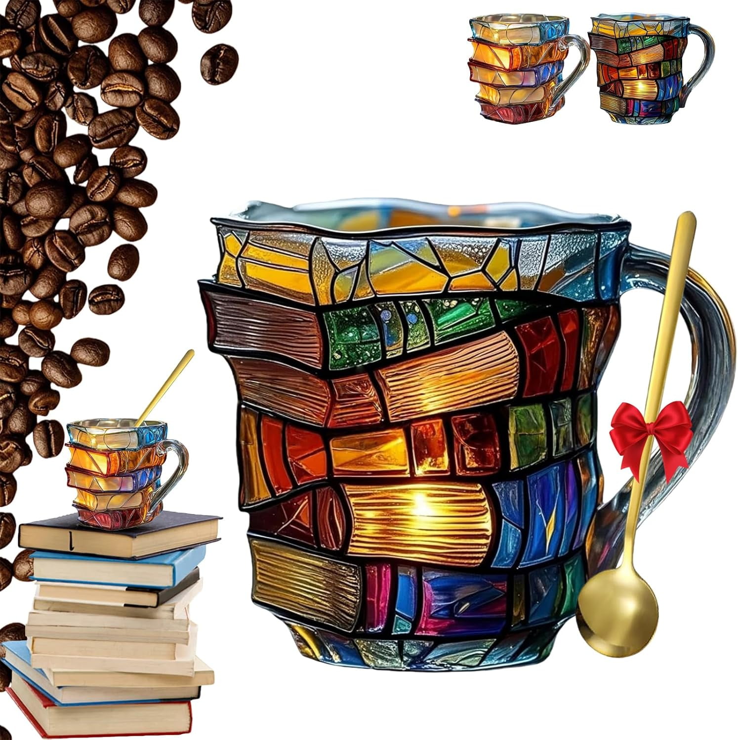 Chapter Book Mug 3D, 3D Painted Book Mug Stained Glass, 3D Painting ...