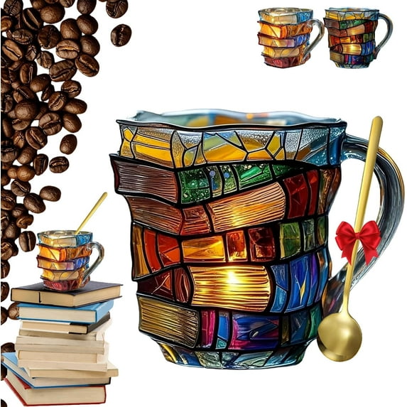 Chapter Book Mug 3D, 3D Painted Book Mug Stained Glass, 3D Painting ...