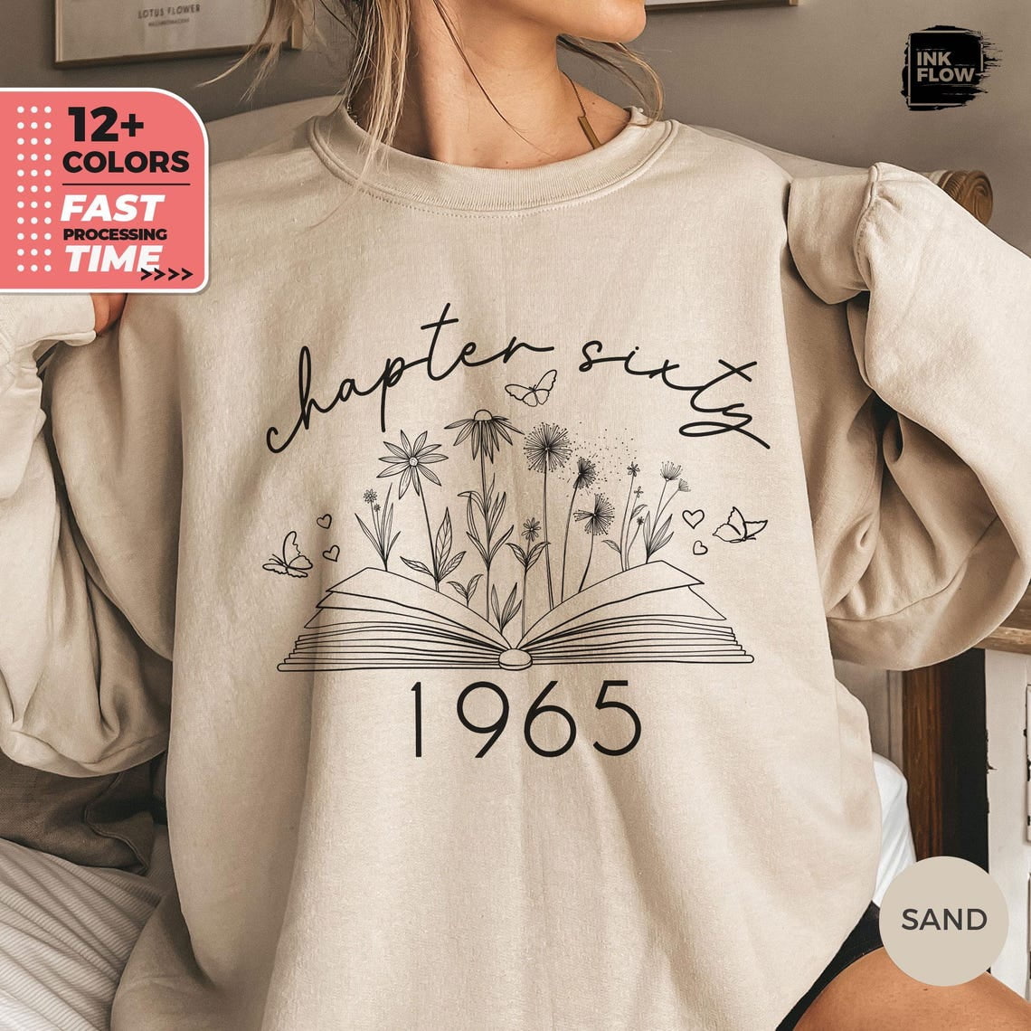 Chapter Sixty Birthday Sweatshirt, 60th Birthday Book Lovers, 1965 ...