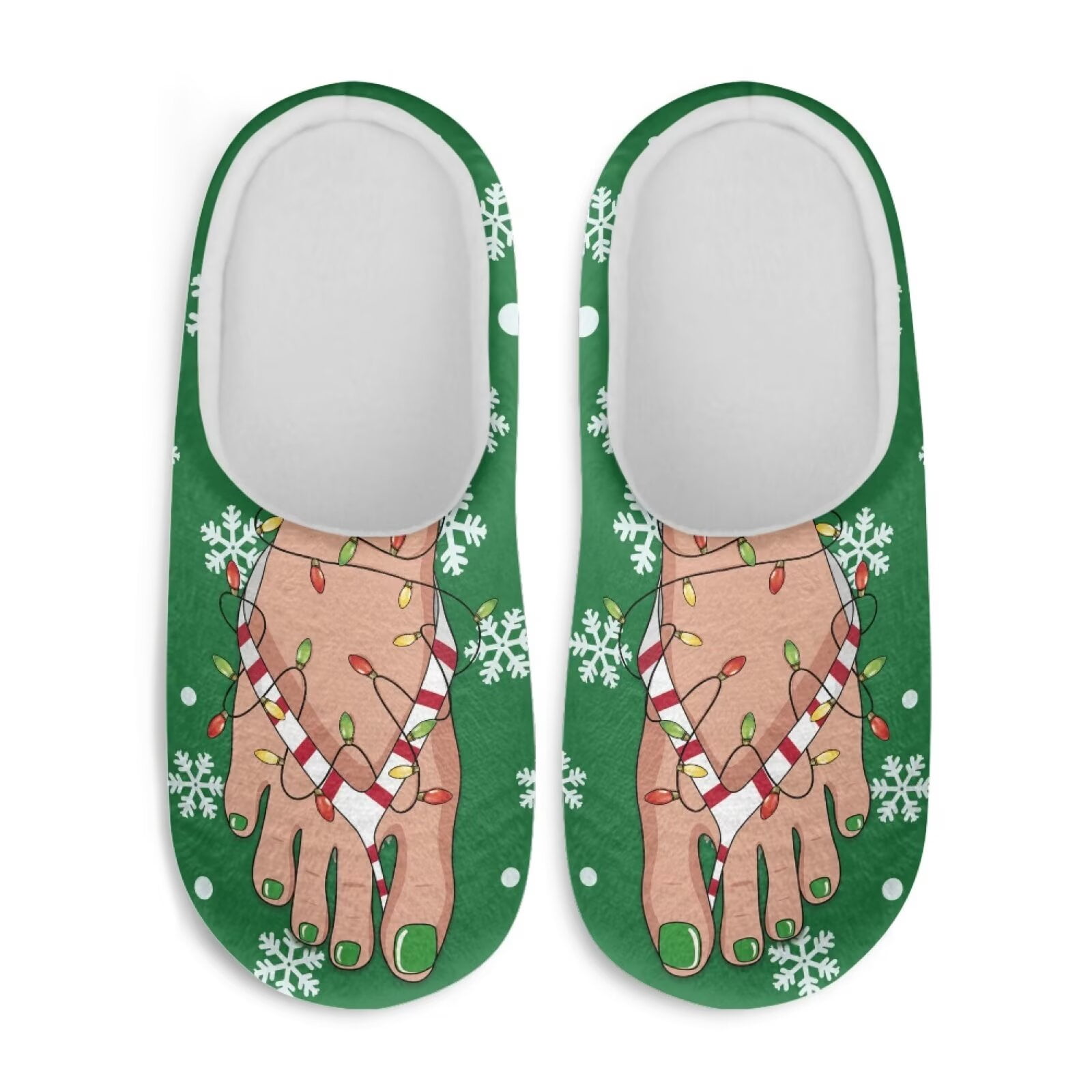 Chaqlin Art Christmas Design Casual Slippers Soft Plush Fuzzy Comfy Non ...