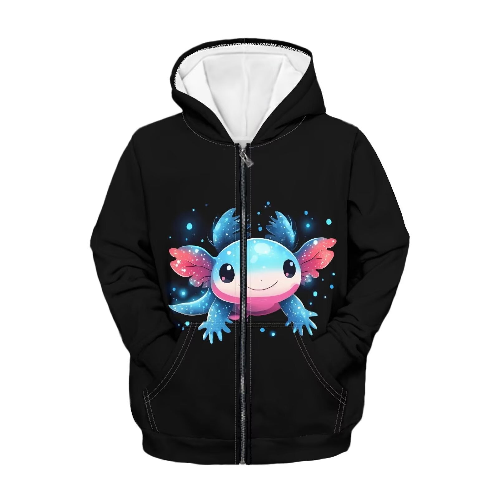 Chaqlin Blue Axolotl Kids Hooded Jacket with Pockets Long Sleeve ...