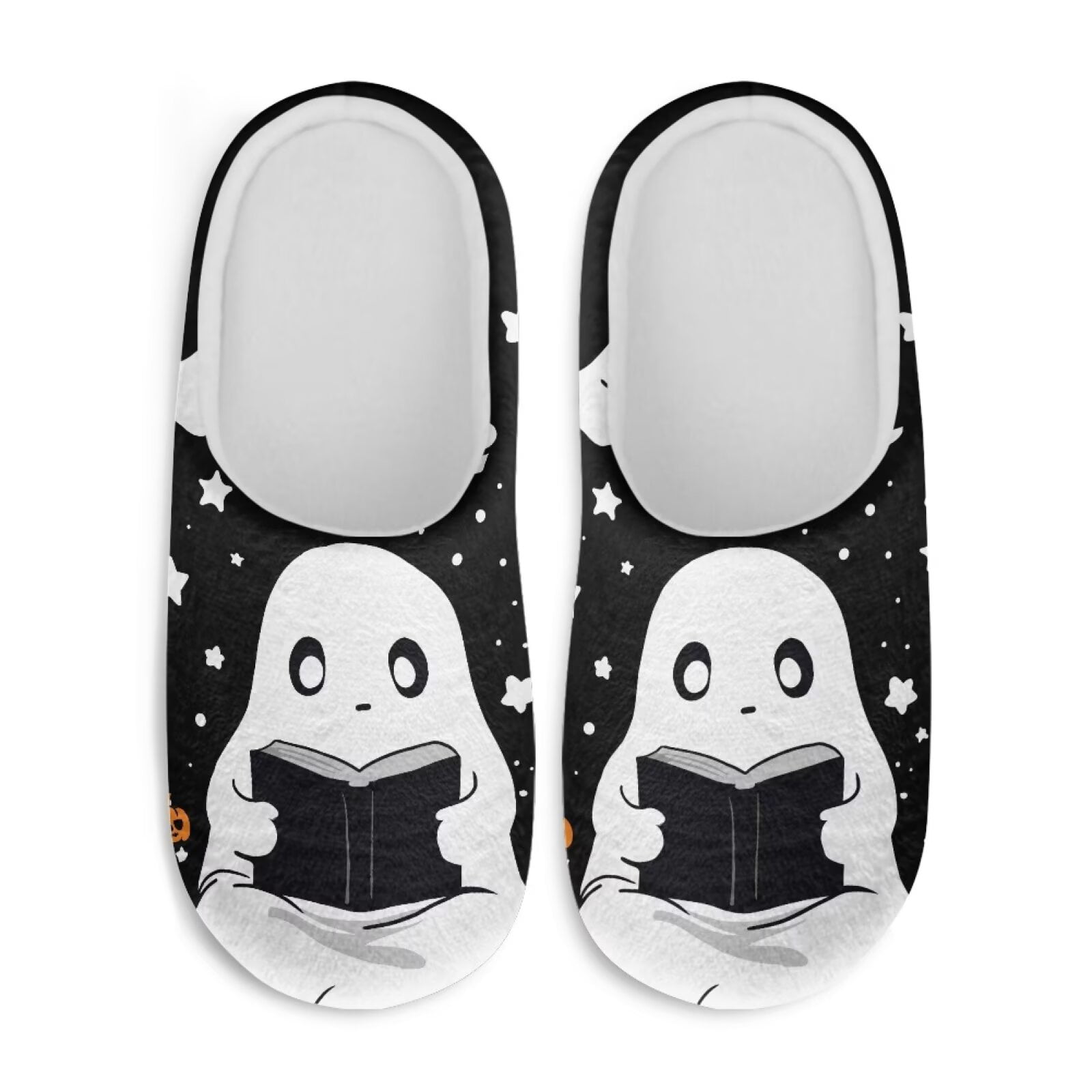Chaqlin Books Ghost Christmas Slippers Soft Plush Fuzzy Comfy Non Slip ...