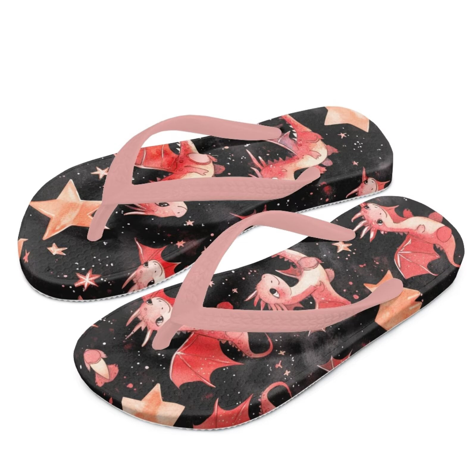 Chaqlin Boys Girls Open-Toe Sandals Pink Cartoon Dragon Print Summer ...