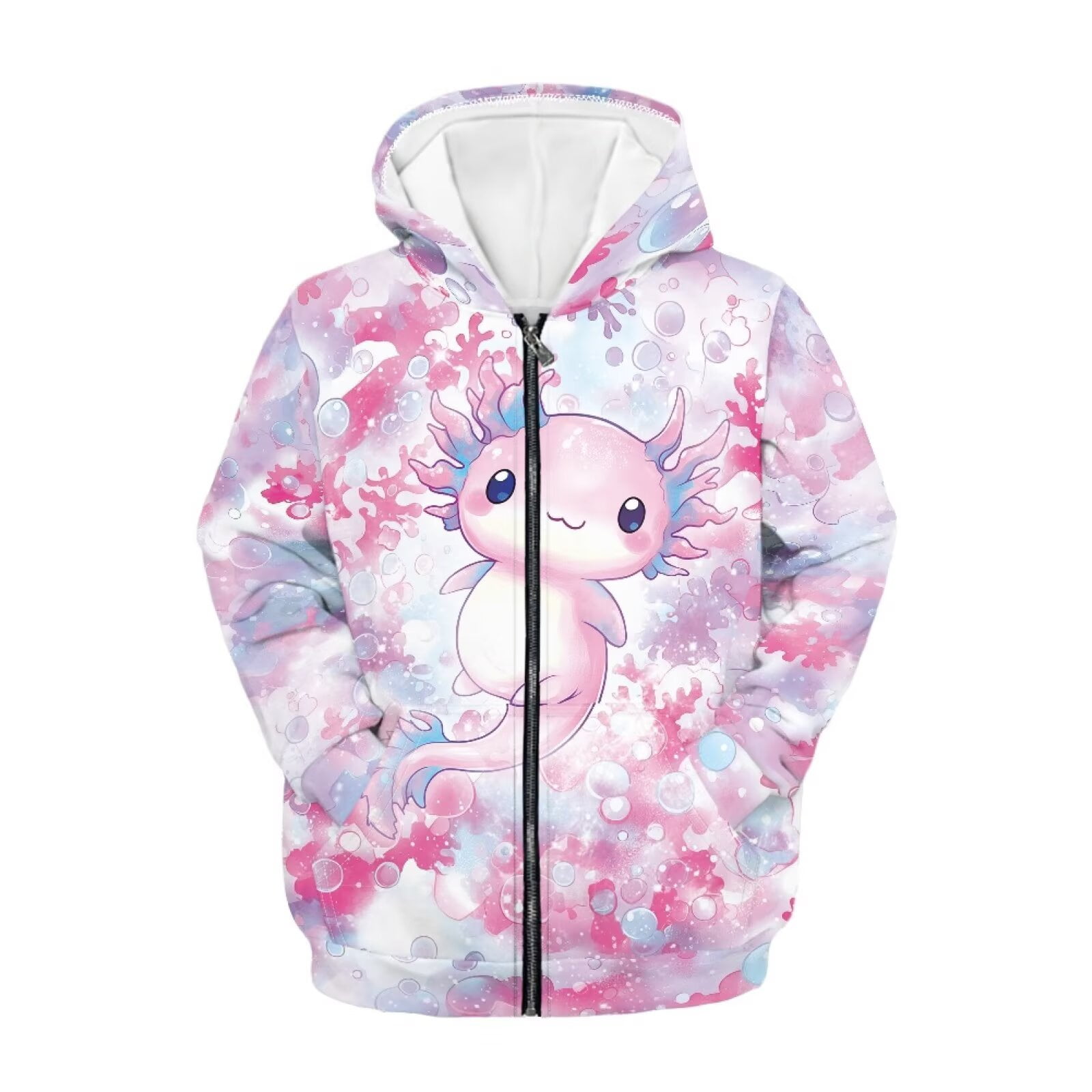 Chaqlin Cartoon Axolotl Corals Boys Sporty Hoodie Zip Up Long Sleeve with Pockets Lightweight ...