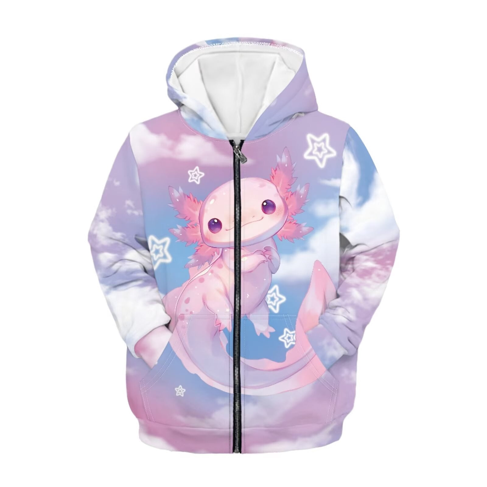 Chaqlin Cartoon Funny Axolotl Stars Youth Athletic Sweatshirt Zip Up ...