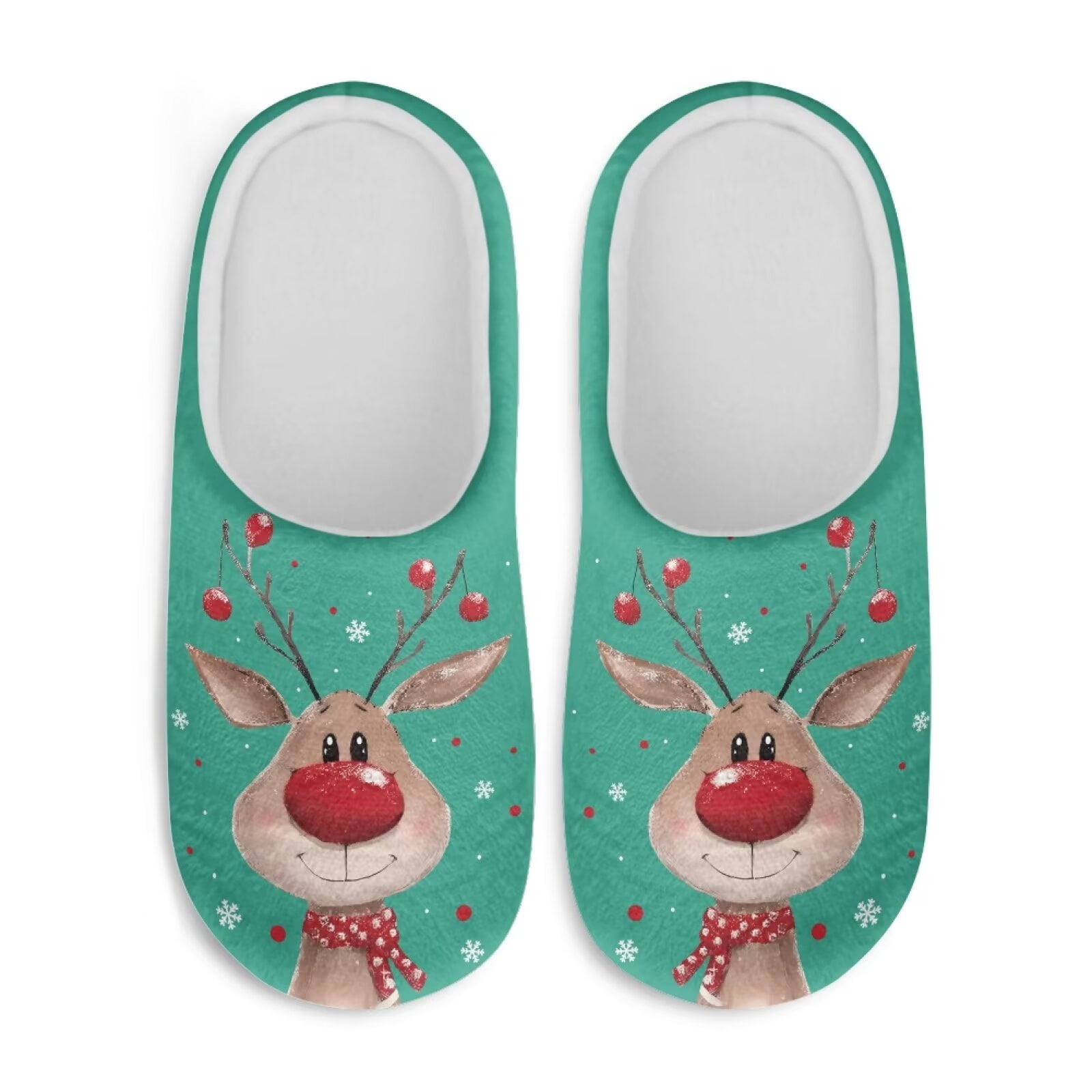 Chaqlin Cherry Elk Deer Halloween Slippers Soft Plush Fuzzy Comfy Non ...