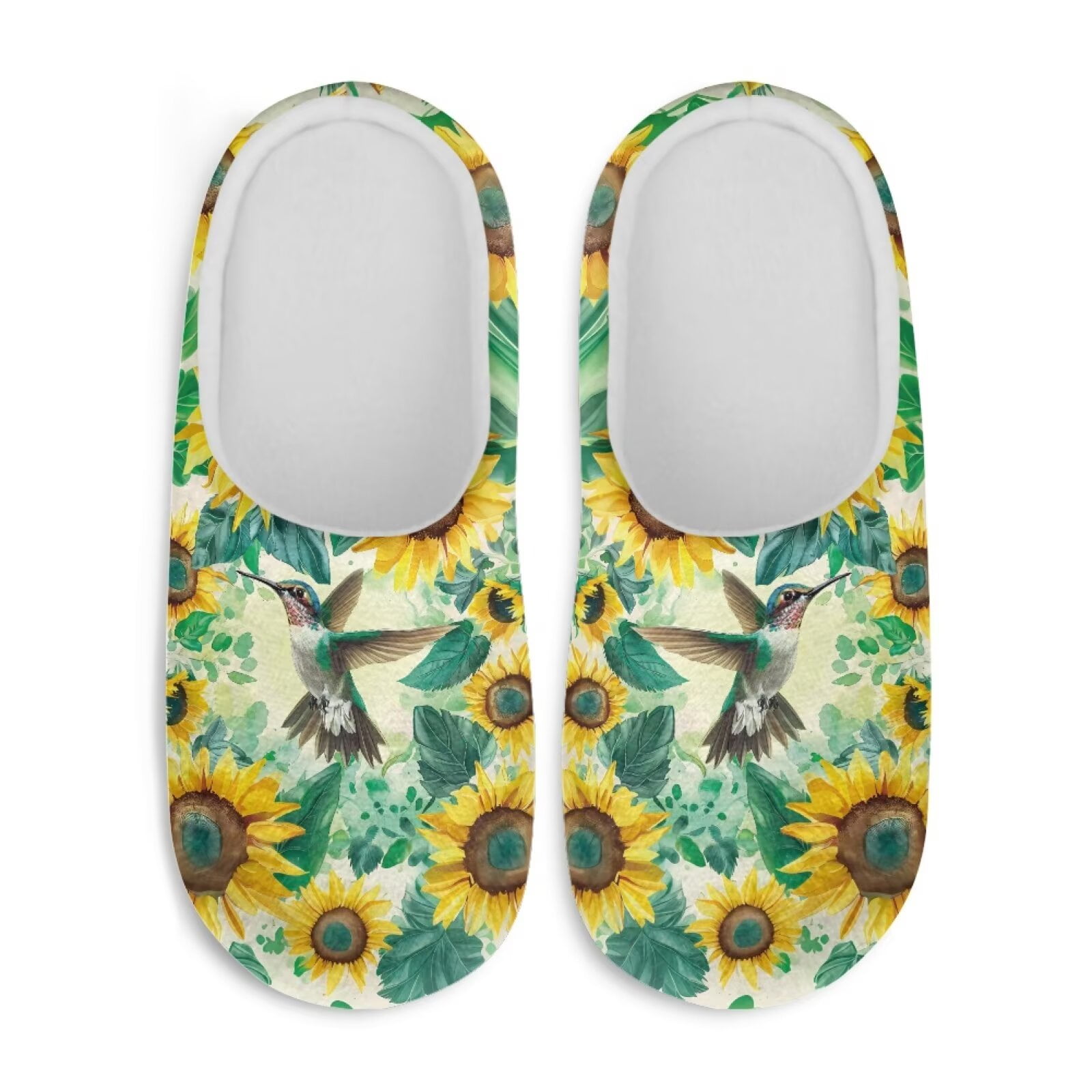 Chaqlin Classic Hummingbird Sunflower Unisex Slippers Soft Plush Fuzzy ...