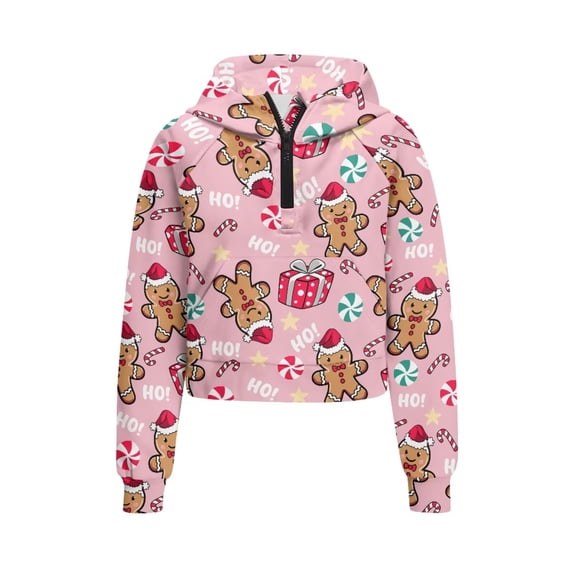 Chaqlin Cute Gingerbread Man Cane Print zipper sweatshirt for kids ...