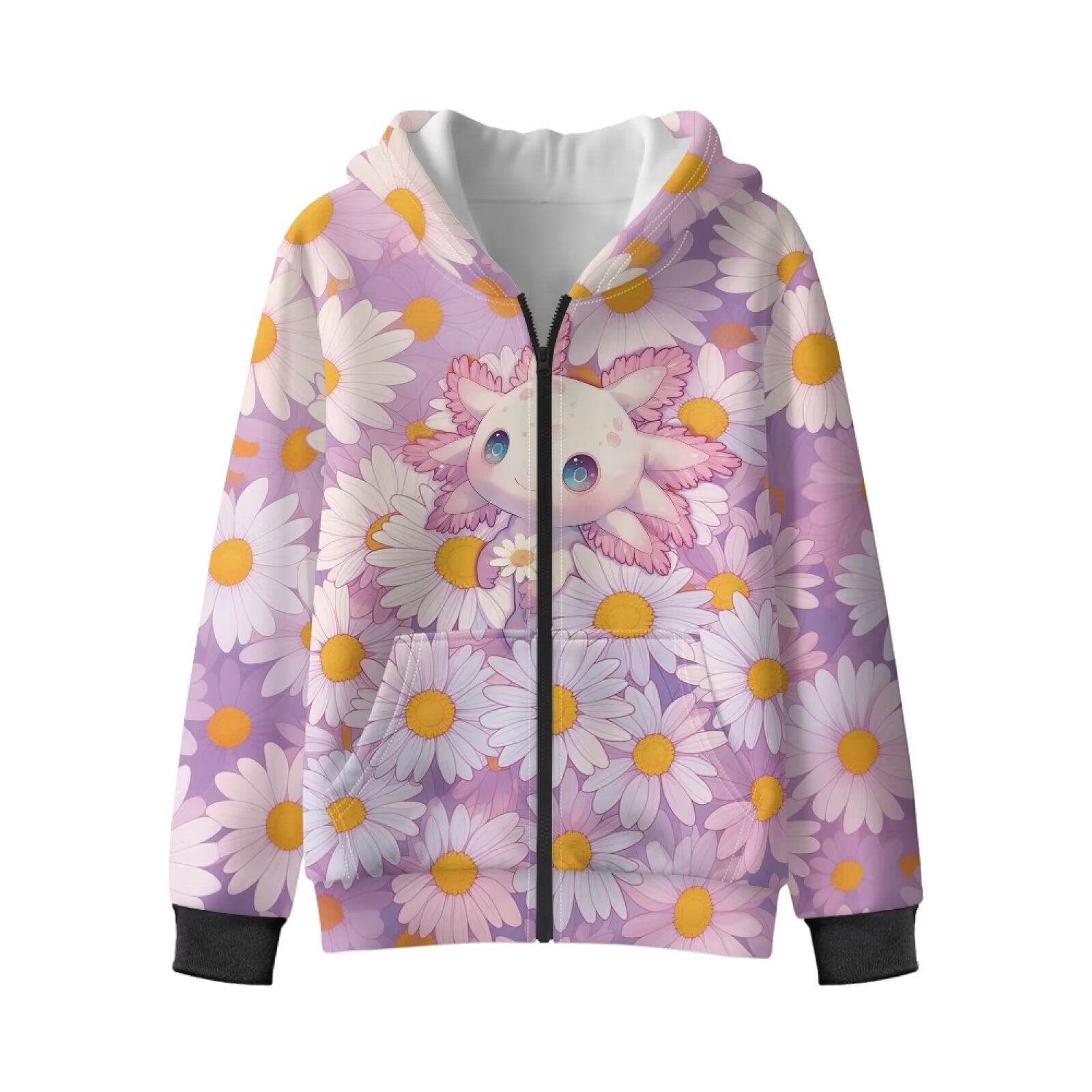 Chaqlin Daist Cartoon Axolotl Zip Up Hoodie with Pockets for Youth and ...
