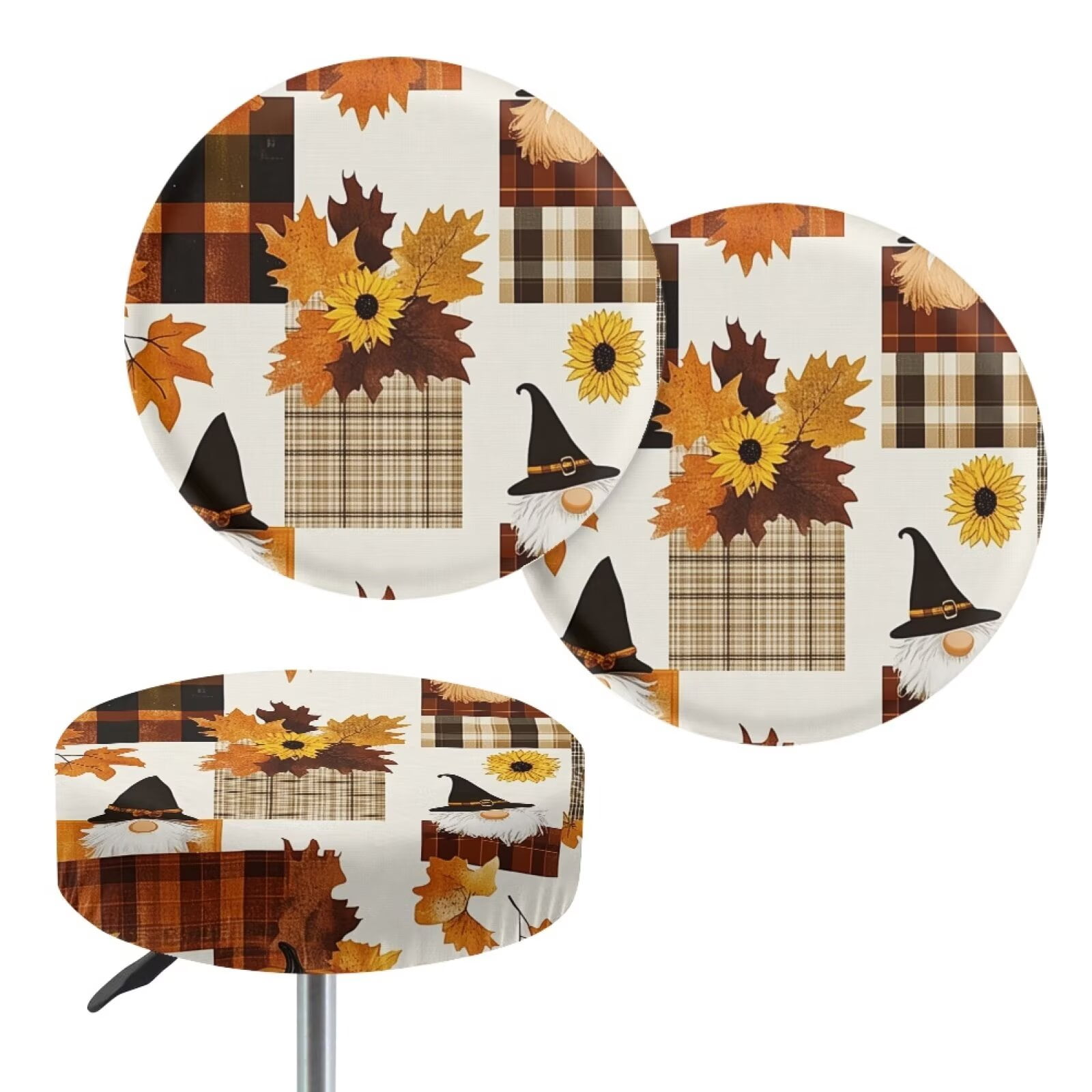 Chaqlin Fall Maple Leaf Print Breathable 3D Pattern Stool Covers Round ...