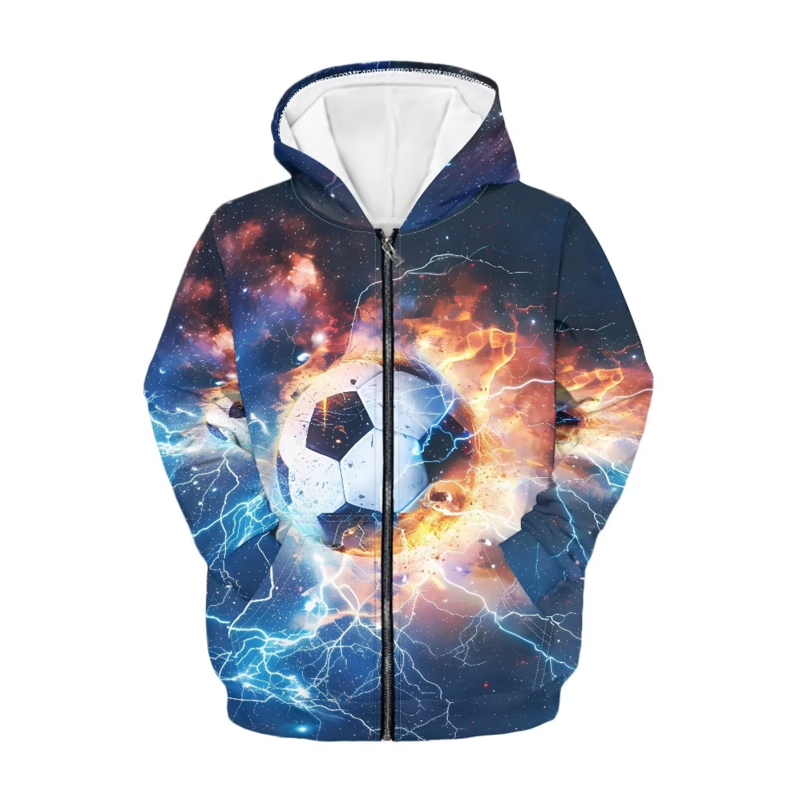 Chaqlin Flame Lightning Soccer Galaxy Flame Kids Sporty Jacket Zip Up ...