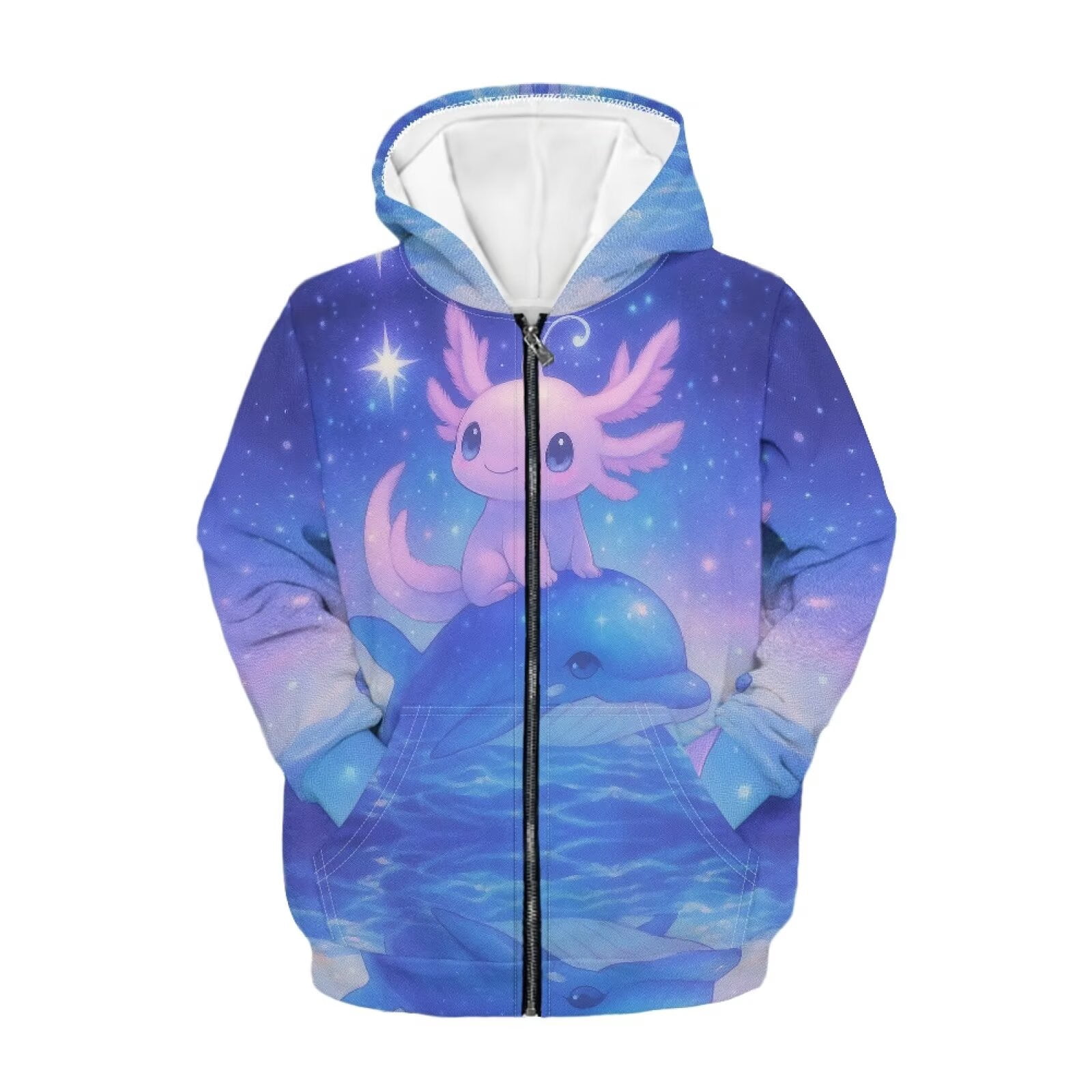 Chaqlin Galaxy Cartoon Axolotl Dolphin Youth Athletic Sweatshirt Zip Up ...