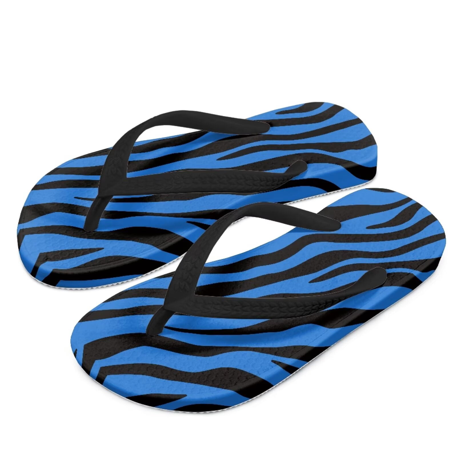 Chaqlin Girls Boys Blue Zebra Print Flip Flops Sandals Kids Chaer Shoes ...
