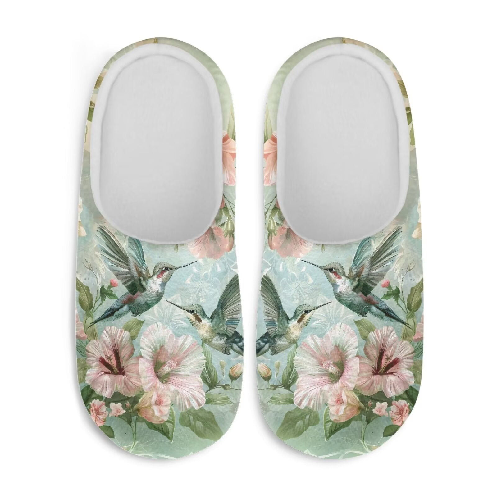Chaqlin Hummingbird Flowers Birthday Slippers Soft Plush Fuzzy Comfy ...