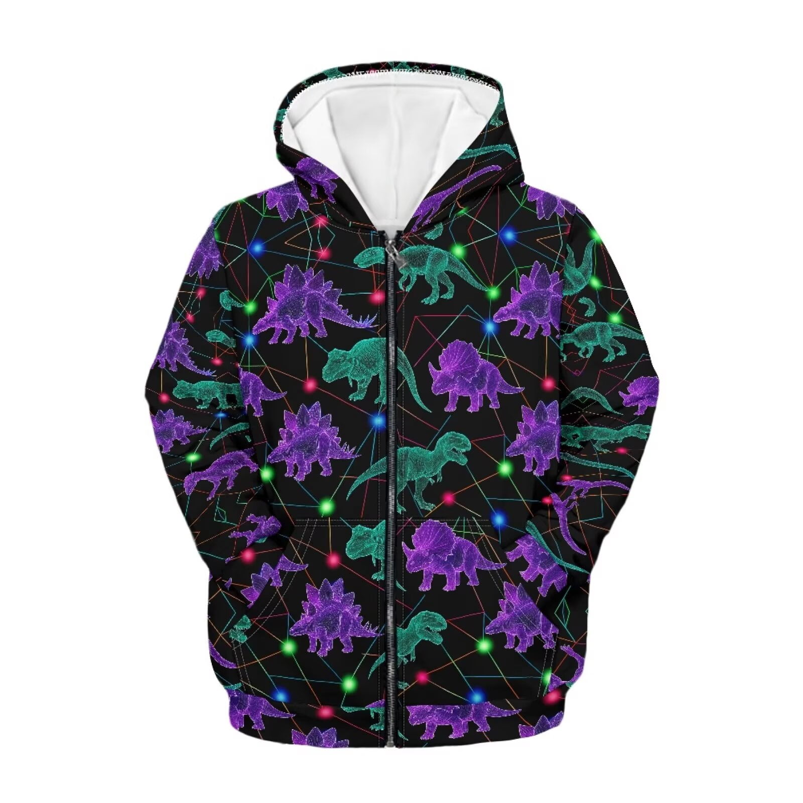 Chaqlin Lights Dinosaur Youth Athletic Top Zip Up Hoodie Long Sleeve ...
