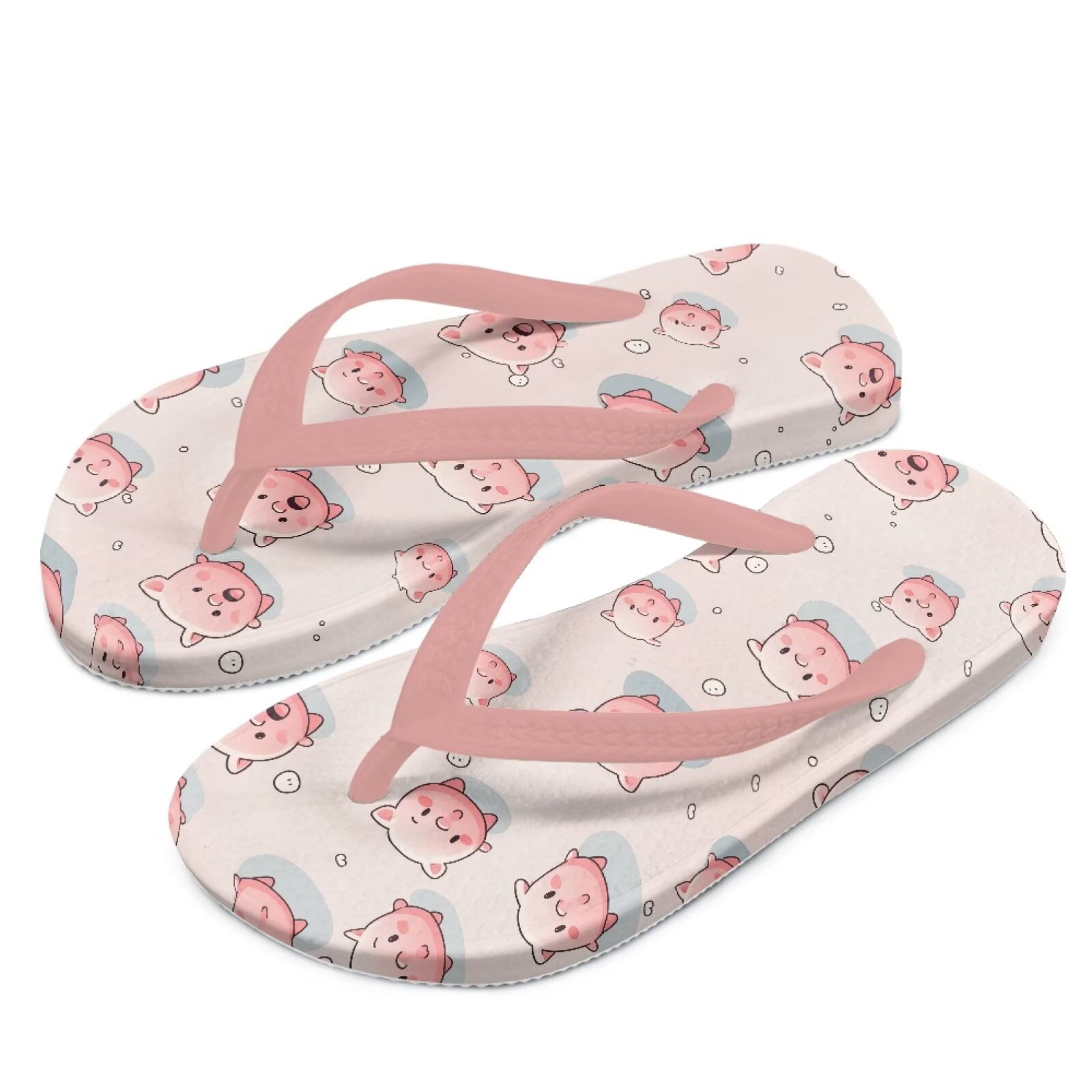 Chaqlin Pink Cartoon Piglet Print Flip Flops Girls Sandals Boys Unisex ...