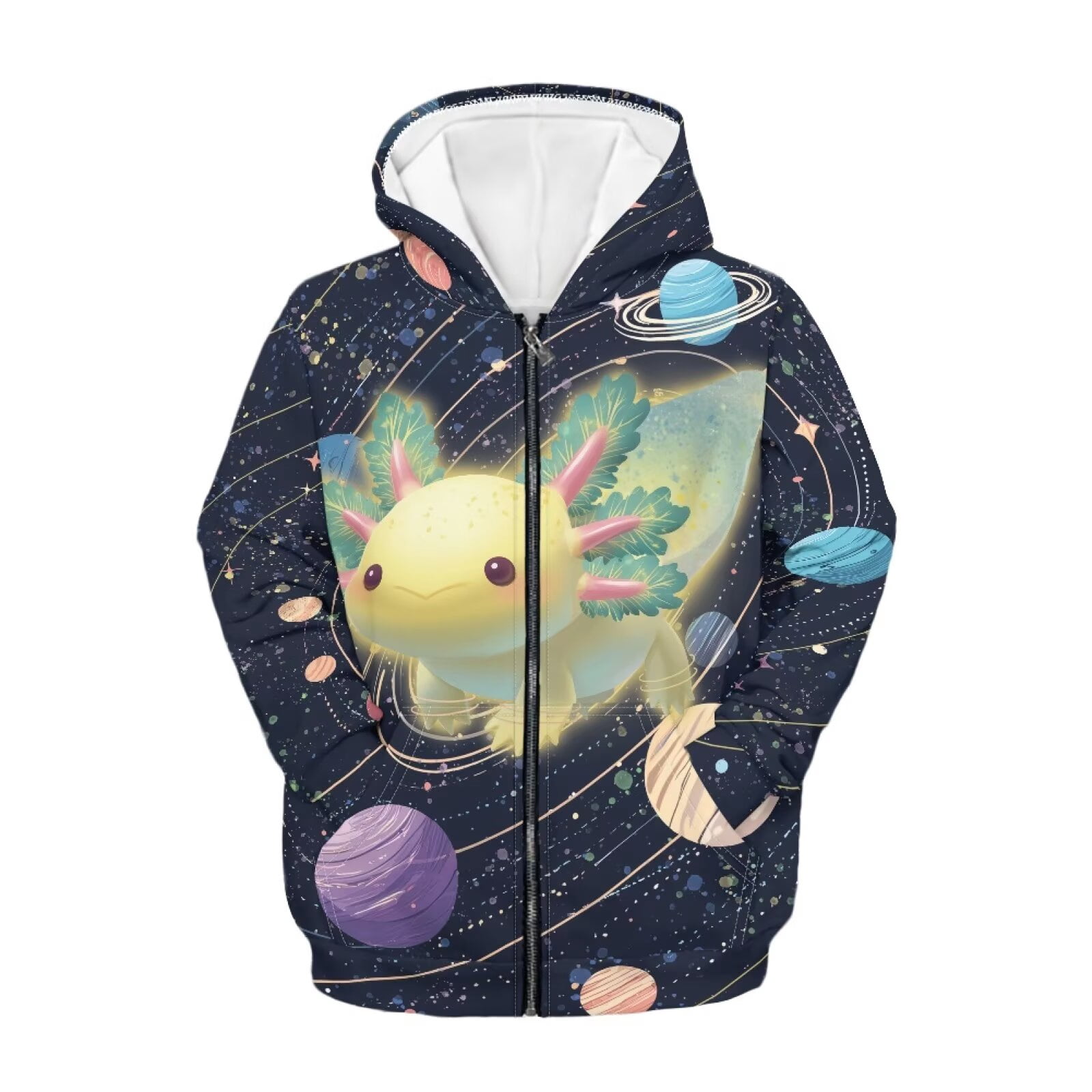 Chaqlin Planets Cartoon Axolotl Comfy Hooded Sweatshirt for Girls Long ...