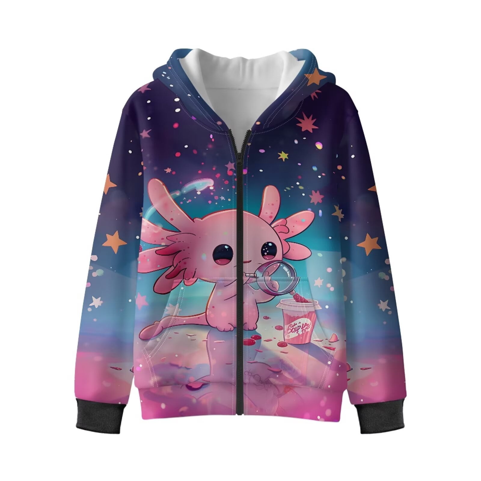 Chaqlin Stars Axolotl Fluffy Hooded Pullover for Kids and Youth ...