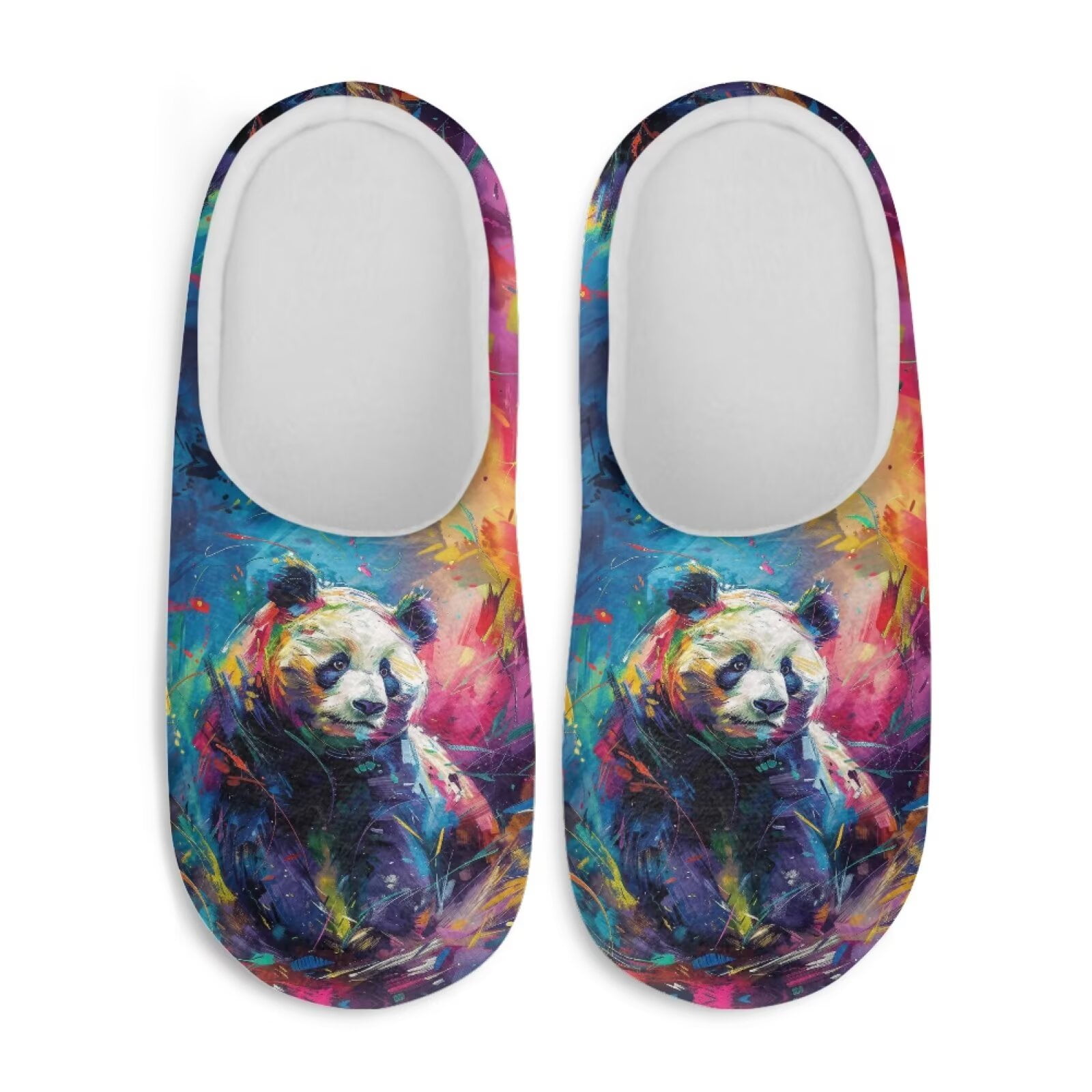 Chaqlin Watercolor Panda Bedroom Slippers Cozy Comfy Plush Fuzzy Warm ...