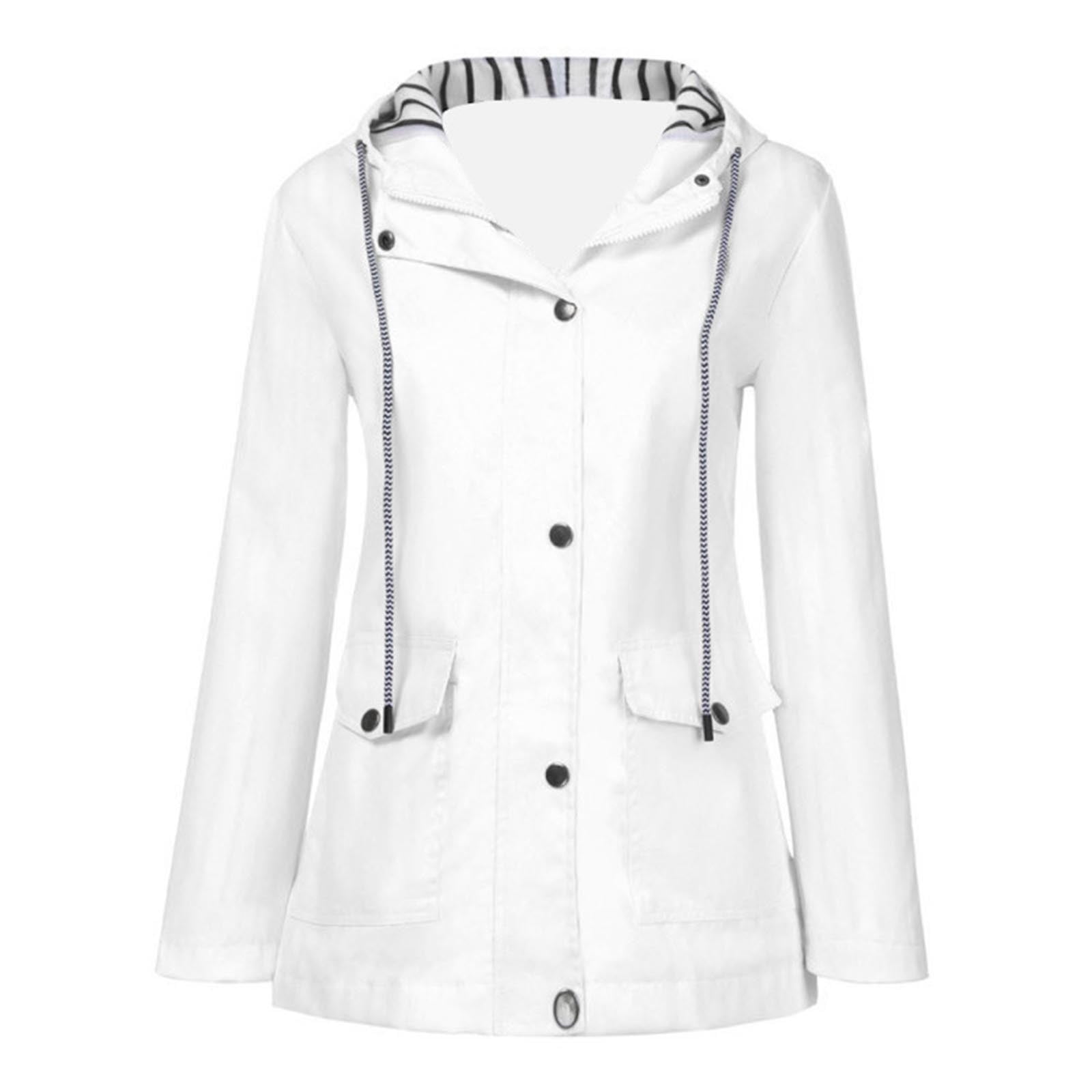 Chaqueta Mujer,Waterproof Rain Jacket Women, Womens Zip Up Long ...