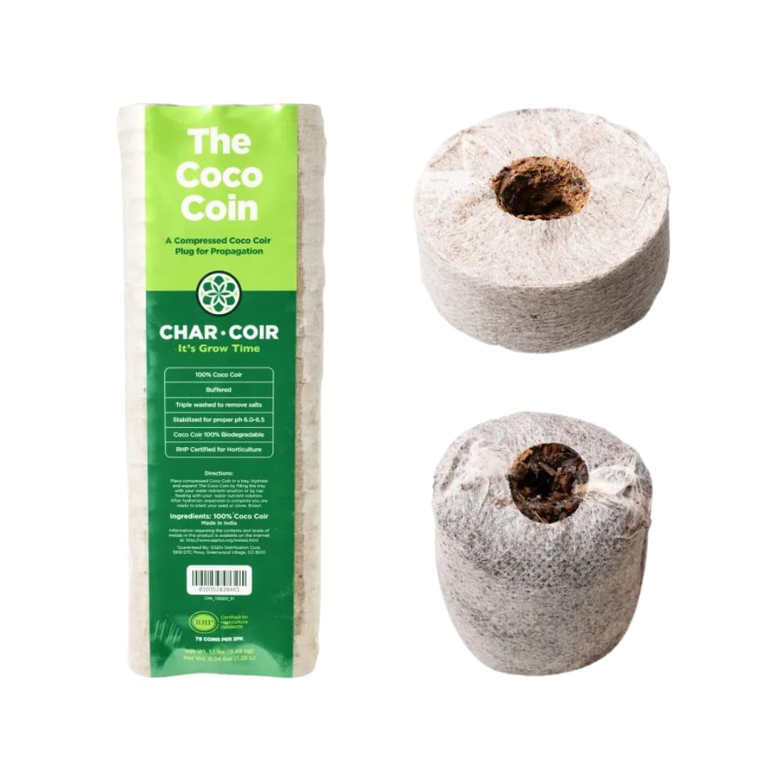 Char Coir Seed TWE5 Plug Propagation Coin (Pack of 100% RHP Certified Buffered Coco Coir Cloning ...