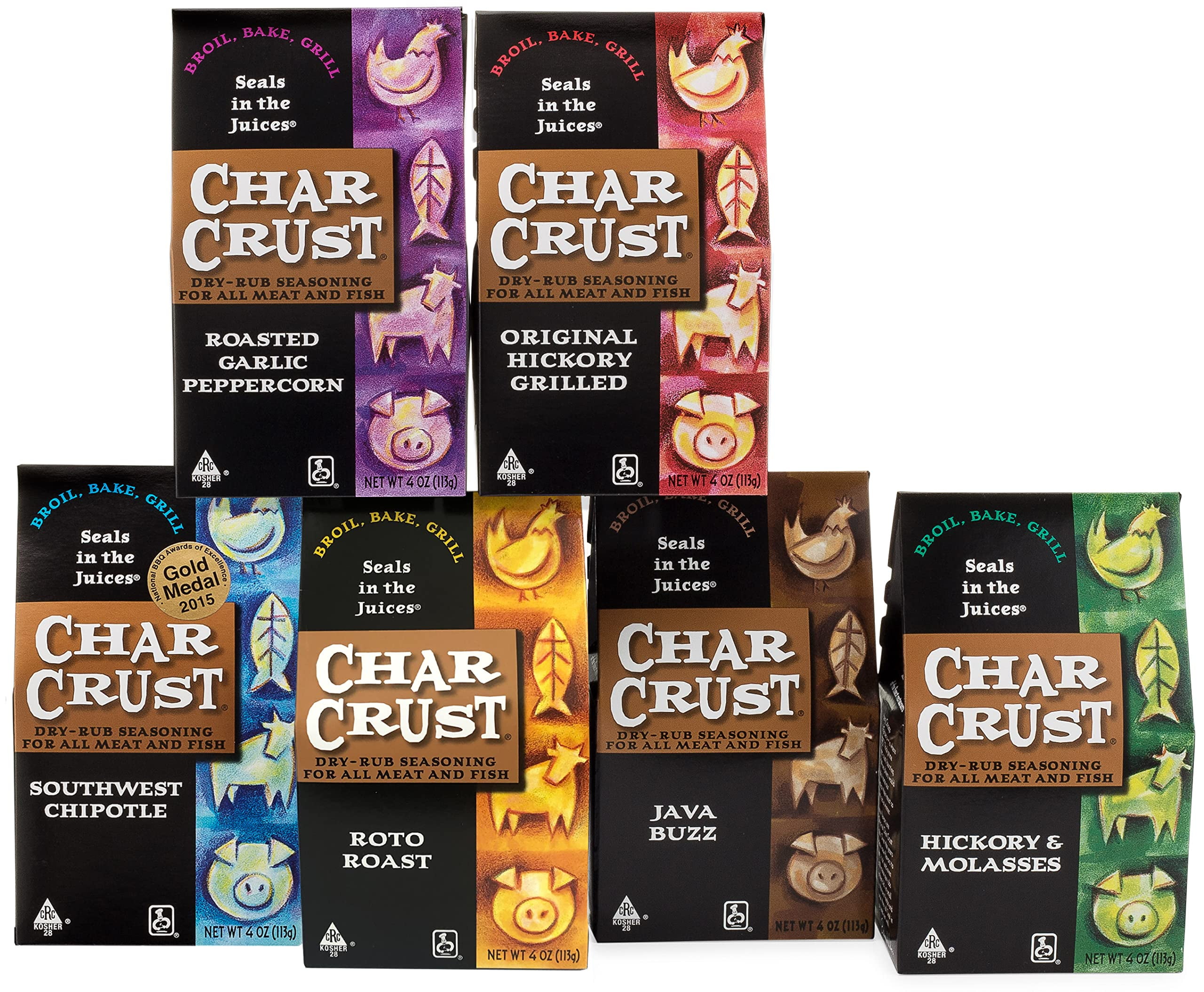 Char Crust Dry-Rub Seasoning, TMA3 Steak Lovers Assortment Holiday Cooking Pack for Grilling and ...