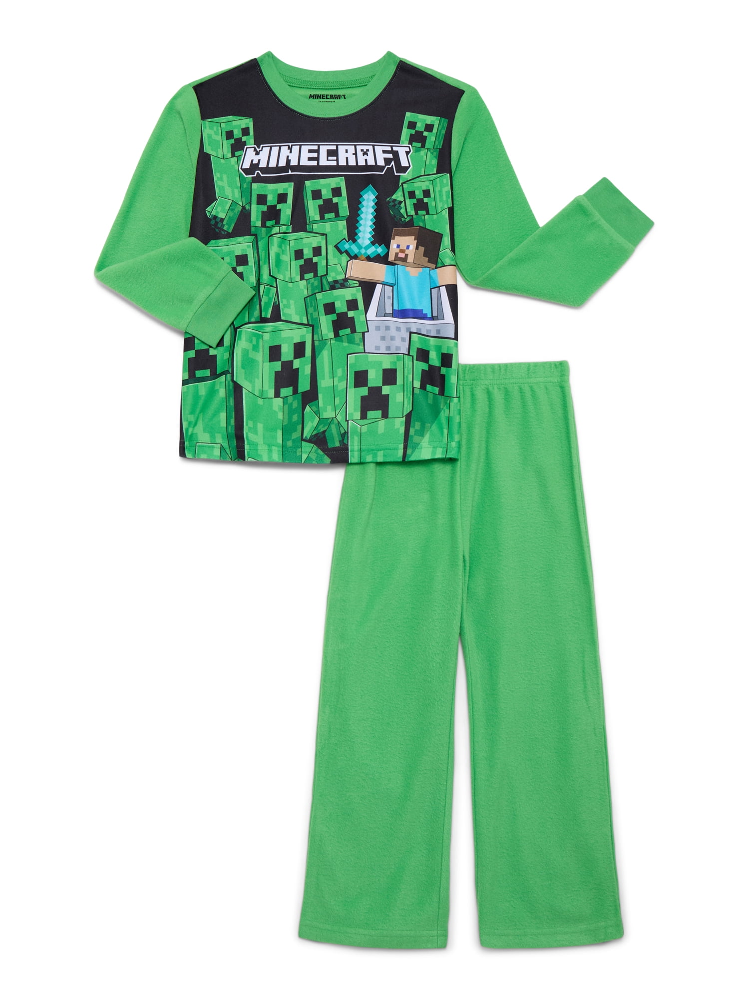 Minecraft Boys Long Sleeve Top and Pants, 2-Piece Pajama Set, Sizes 4 ...