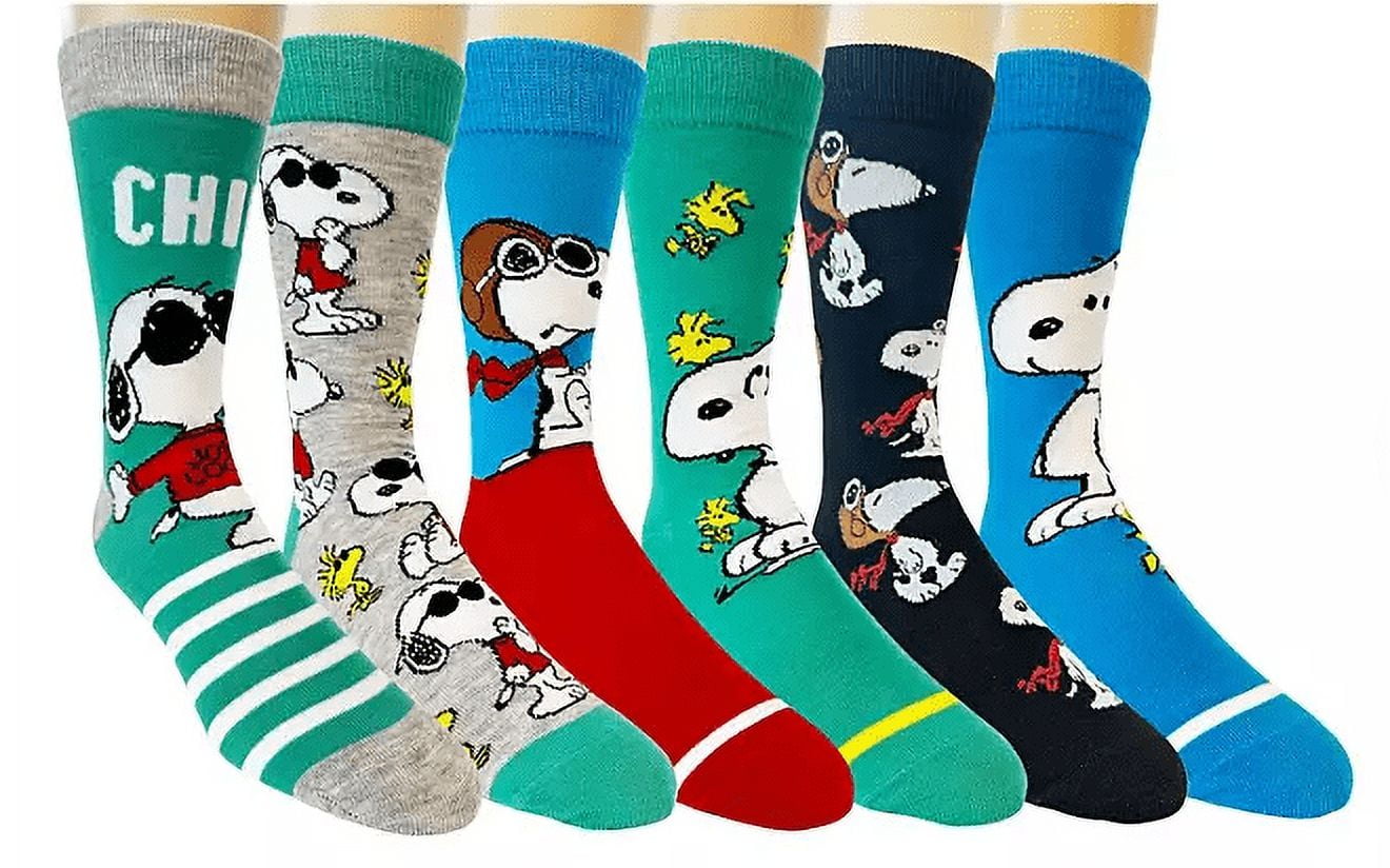 Character 6-Pack Casual Crew Sock Peanuts Snoopy One Size - Walmart.com