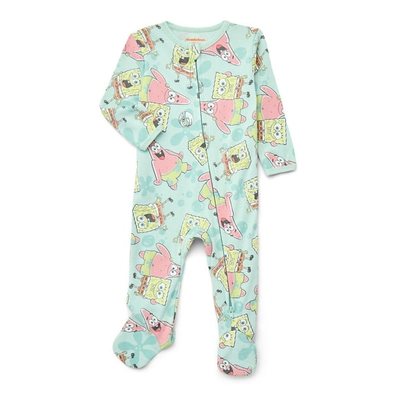 SpongeBob SquarePants Baby Boys or Girls Two-Way Zip Front Footed ...
