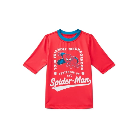 Spider-Man Boys Short Sleeve Rashguard with UPF 50, Sizes 4-12 ...