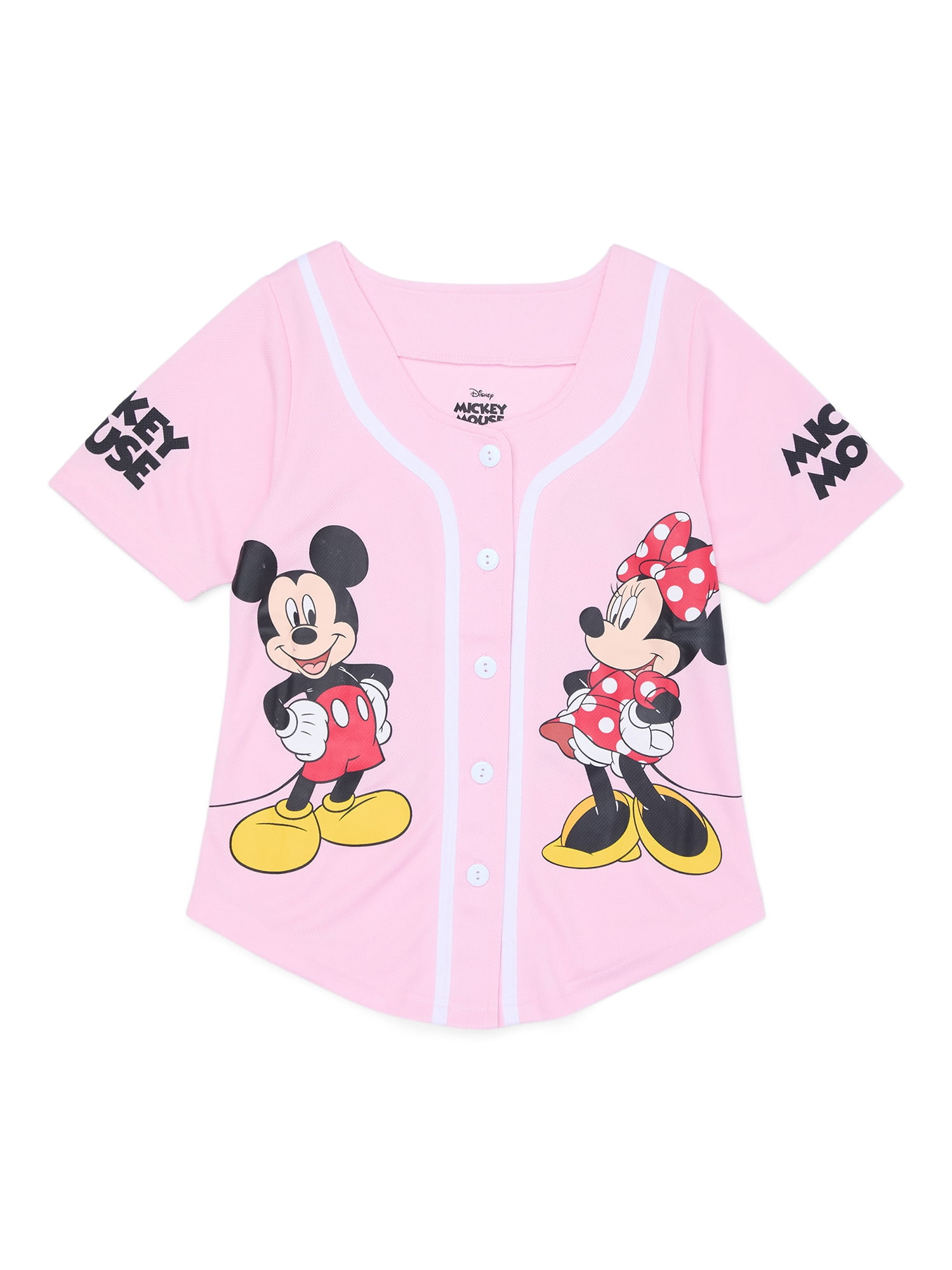 Brandclub - Mickey and Minnie Girls Graphic Baseball Jersey, Sizes 4-16