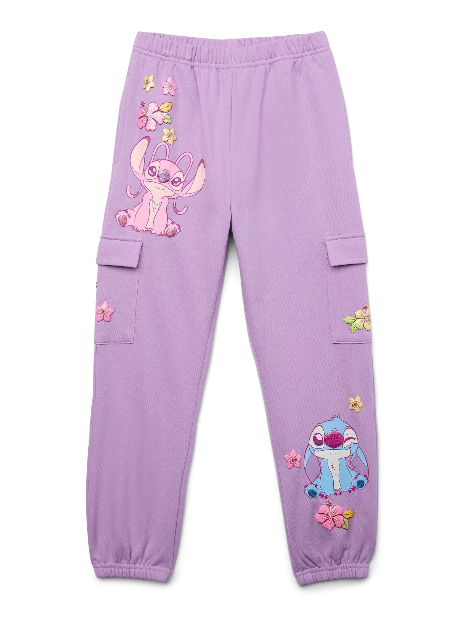 Lilo and Stitch Girls Graphic Fleece Cargo Jogger Sweatpants with ...