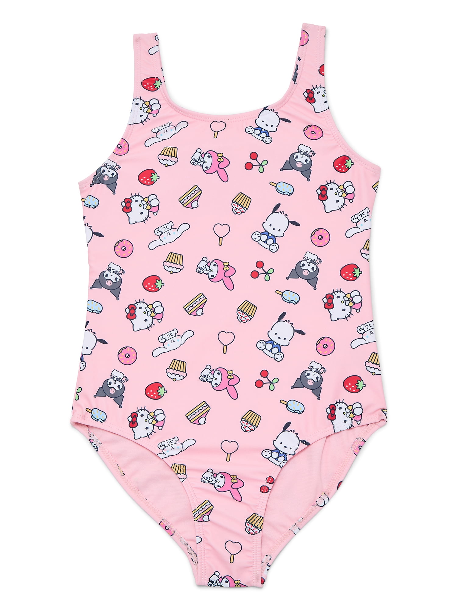 Wonder Nation Girls Hello Kitty Character One Piece Swimsuit, Sizes 4 ...