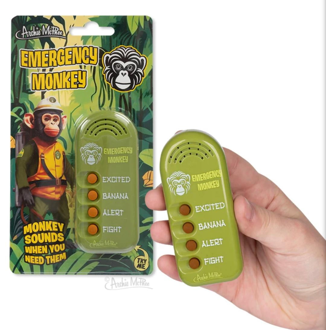 Archie McPhee Electronic Emergency Monkey - 3.5" Noisemaker with 4 ...