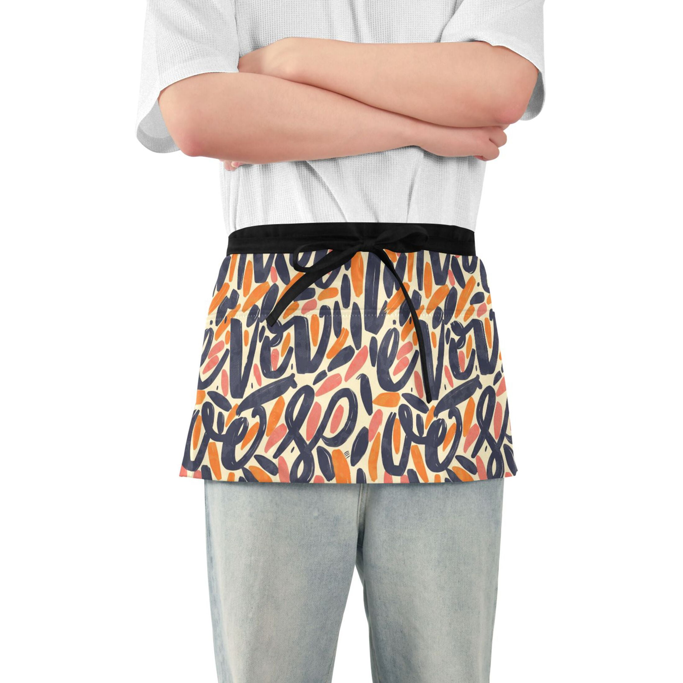 Character Graffiti Server Apron with 3 Pockets Waterproof Waitress ...