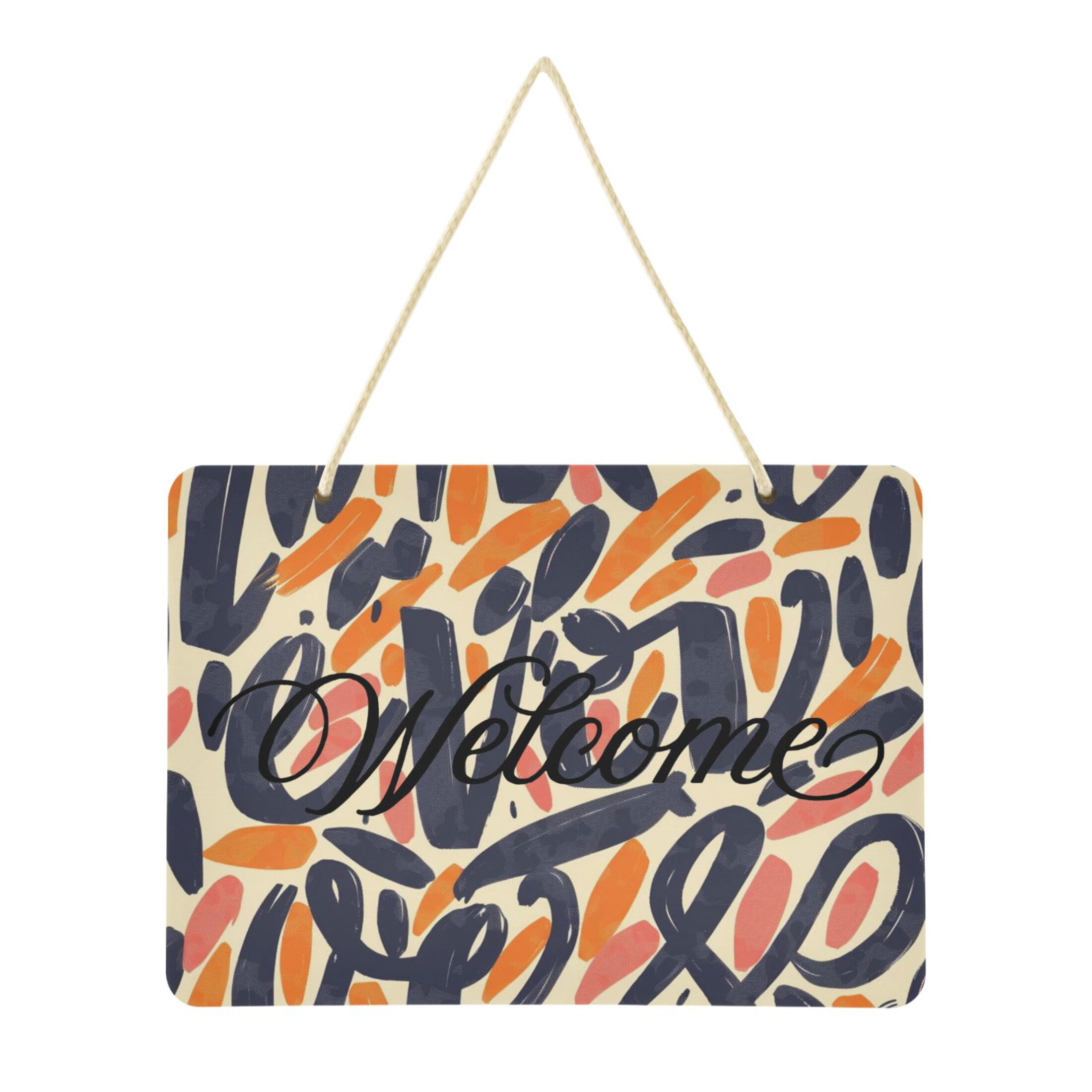 Character Graffiti Welcome Sign Front Door PVC 14x10 inch Hanger Hello ...