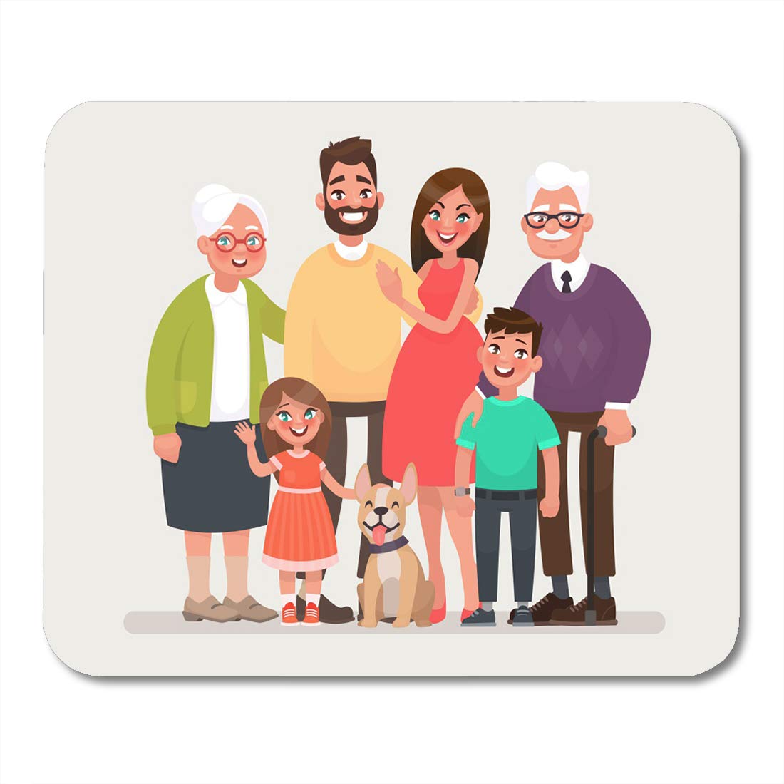 Character Happy Family Father Mother Grandmother Grandfather and ...