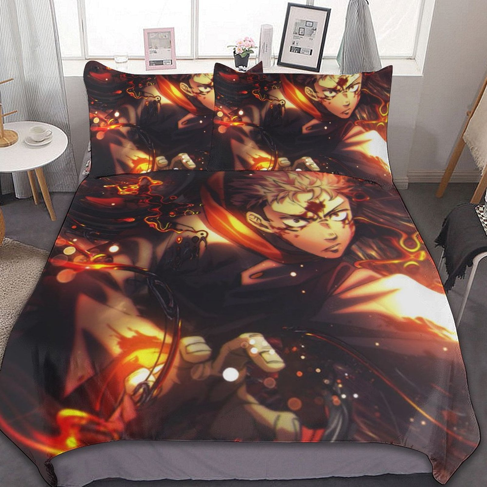Character Jujutsu Kaisen 3 Piece Bedding Sets Decor Comforter Sets With ...