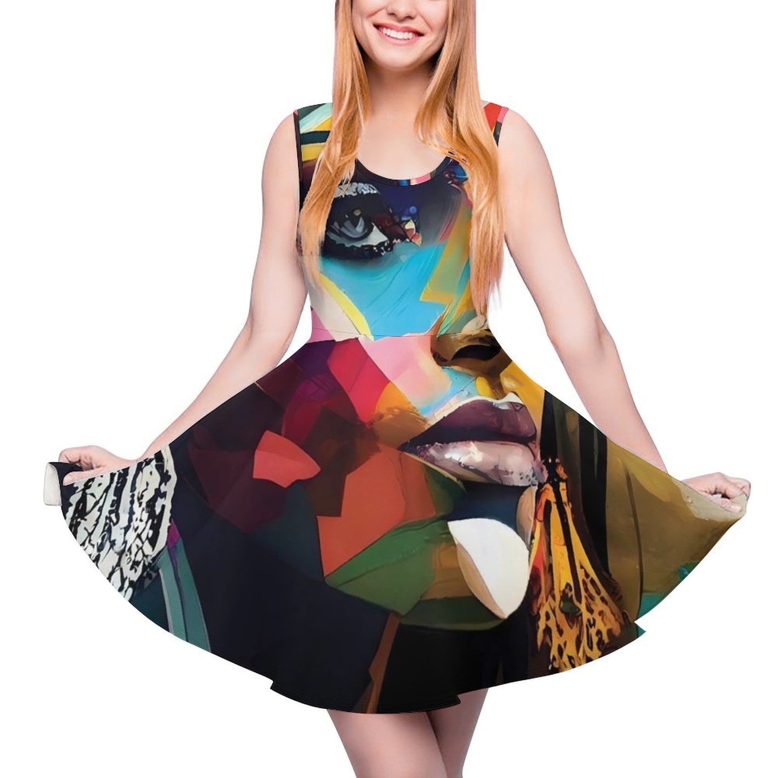 Character Lady Dress High Waist Cute Multi Ethnic Girl Casual Dresses ...