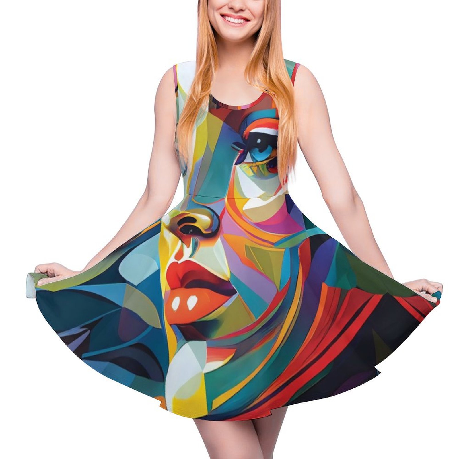 Character Lady Dress High Waist Cute Multi Ethnic Girl Casual Dresses ...