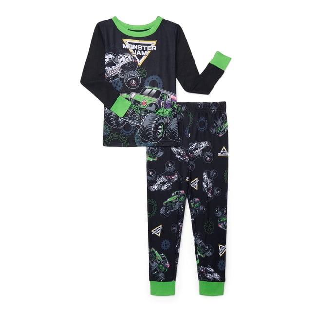 Monster Jam Boys Long Sleeve Tee and Pants Pajama Set, 2-Piece, Sizes 4 ...