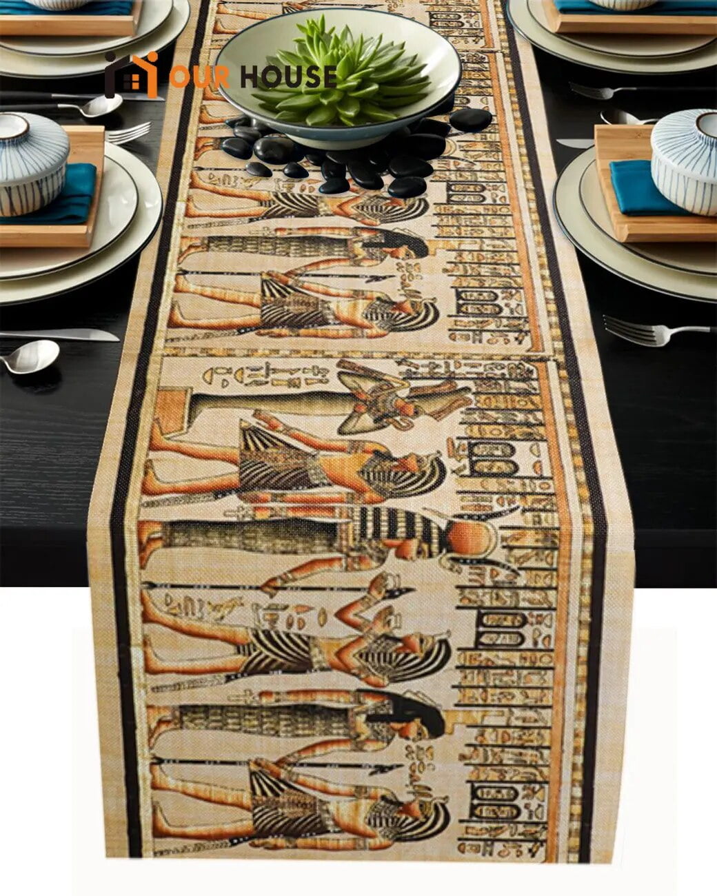 Character Retro Ancient Symbol Mats Table Runner for Coffee Home ...