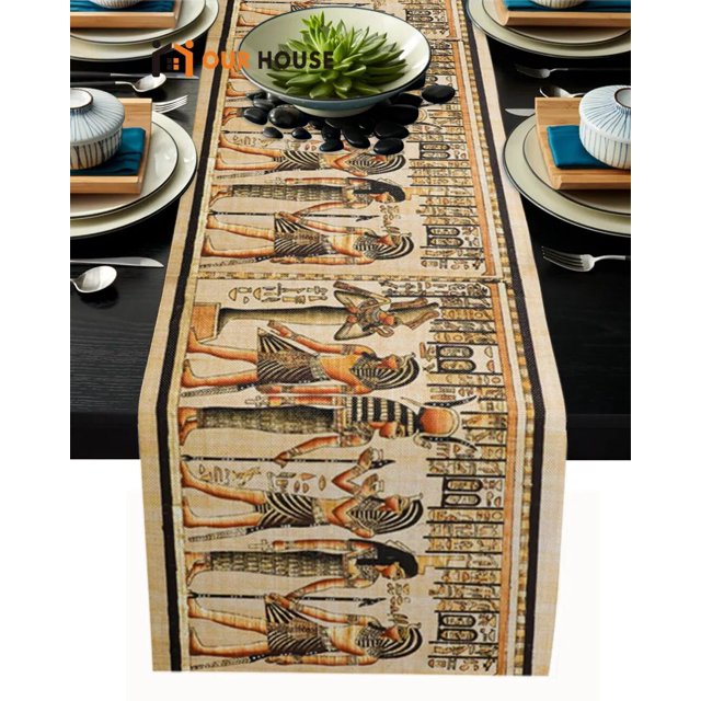 Character Retro Ancient Symbol Mats Table Runner for Coffee Home ...
