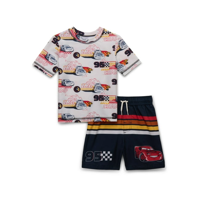 Character Toddler Boy Short- Sleeve Rash Guard and Swim Shorts Set, 2 ...